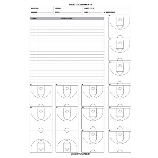 4 Blocchi Piano Allenamento Basket - Lavagnetta Tattica